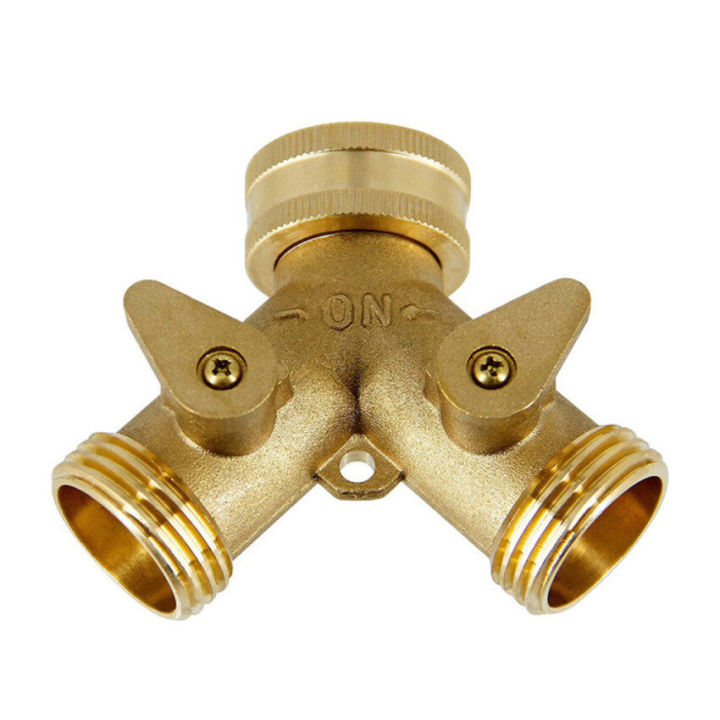 Heavy Duty Brass 2 Way Garden Tap Splitter Y Hose Splitter 3/4" Tap ...