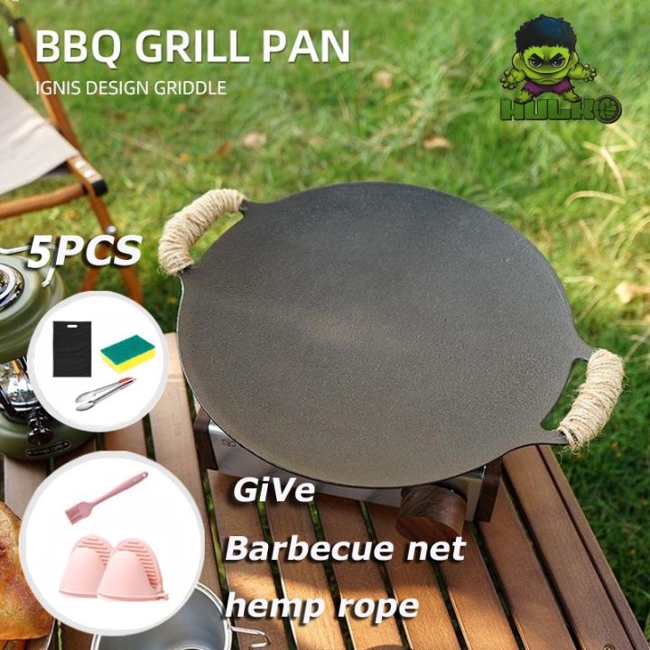 Non Stick Barbecue Plate Korean Frying Pan Outdoor Camping Smokeless ...