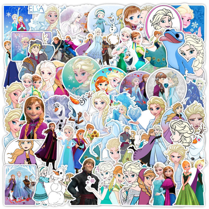 50pcs Frozen Princess Anna and Elsa sticker set Waterproof Removable ...