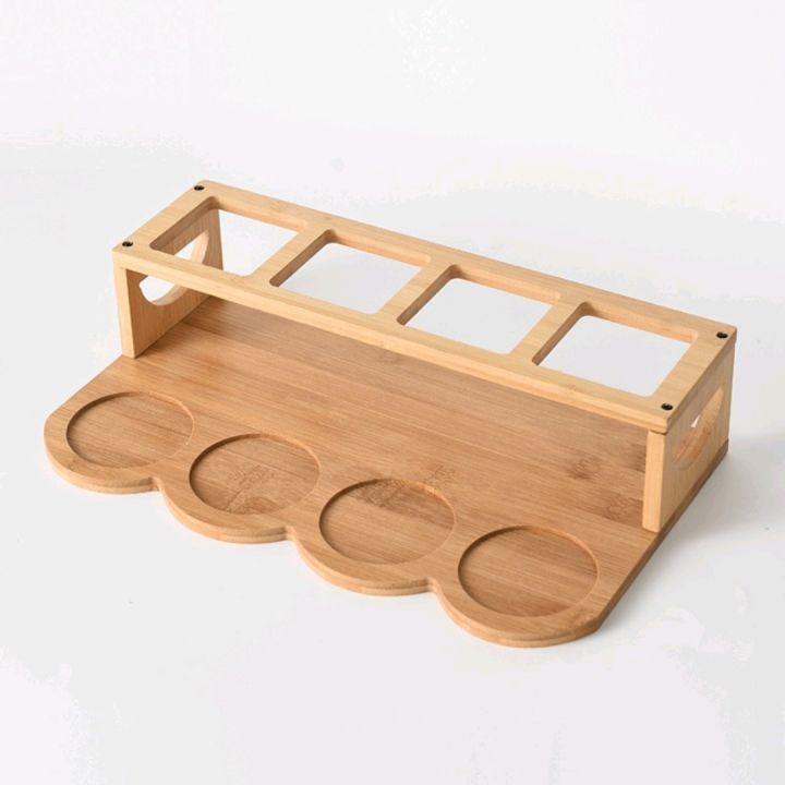 2IN1 Bamboo Wood Shelf Condiment Wooden Rack Wooden Oil Bottle Rack Oil ...