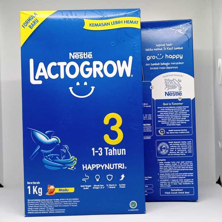 Nestle Lactogrow 3 Susu Pertumbuhan Rasa Madu 1-3 Tahun Box (1kg ...