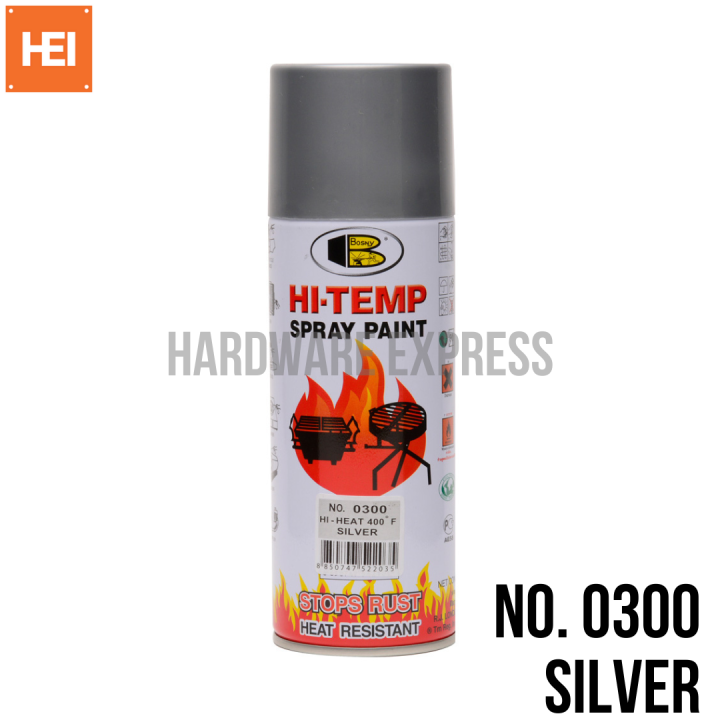 Bosny Hi-Temp Spray Paint Hi-Heat 400°F (Gloss Black, Silver, Metallic Silver, White, Flat Black ...