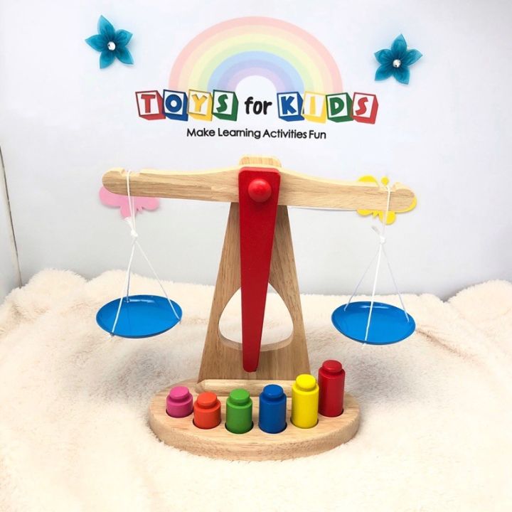 Montessori Wooden Balance Scale Heavy Light Weighing Scale | Lazada PH