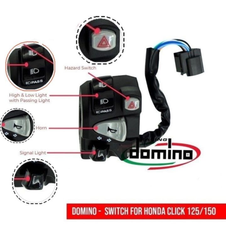 Domino Handle Switch For Honda Click150i &125i with Pssing Light Hazard ...