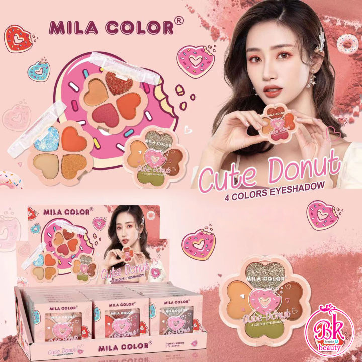 MILA COLOR พาเลท อายแชโดว์ 4 เฉดสี โดนัทน่ารัก อายแชโดว์พาเลทท์ เนื้อแ ...