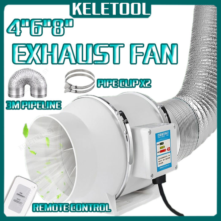 8 Inch Duct Booster Fan Inline Ventilation Exhaust Fan for Basement ...