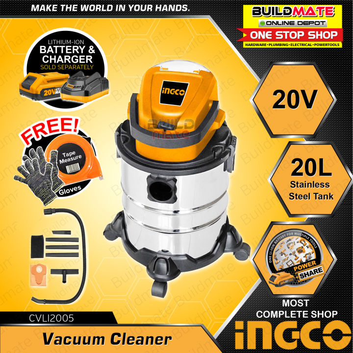INGCO Cordless Vacuum Cleaner 20V CVLI2005 + FCLI2001 + FBLI2001 ...