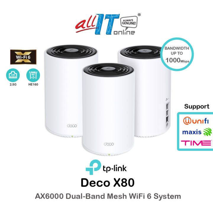TP-Link Deco X80 AX6000 Whole Home AI-Driven Dual-Band Mesh WiFi 6 ... TP-Link Deco X80 AX6000 Whole Home AI-Driven Dual-Band Mesh WiFi 6 ...