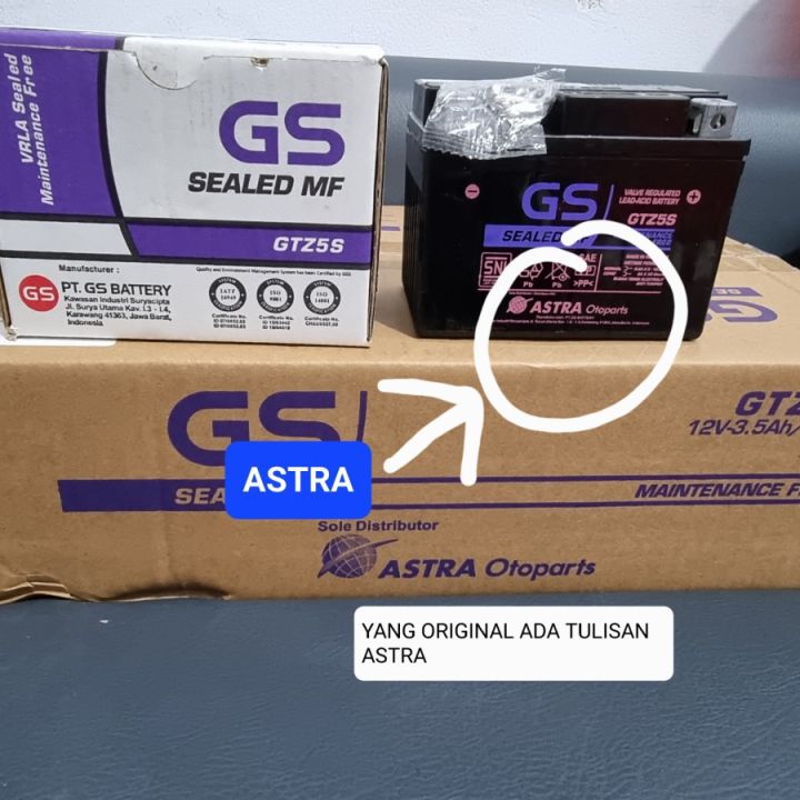 Aki Motor Astra GS GTZ5s All New X Ride Xride Accu Kering MF Original ...