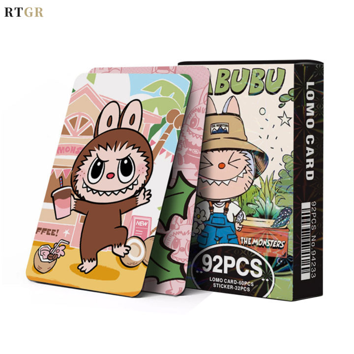 RTGR 92ชิ้น LABUBU Photocards POPMART The-Monster Rabs บัตรภาพพิมพ์ลายการ์ตูนรูปสัตว์เก็บบัตร ...