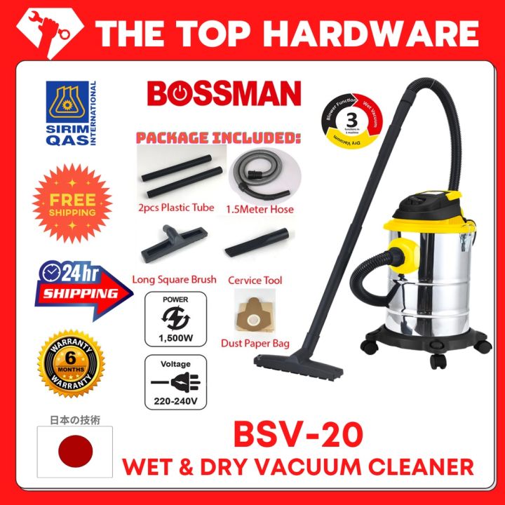 *RHUMA* BOSSMAN BSV20 3 IN 1 VACUUM CLEANER 20 LITRE WET DRY VACUUM 1500 WATT | Lazada