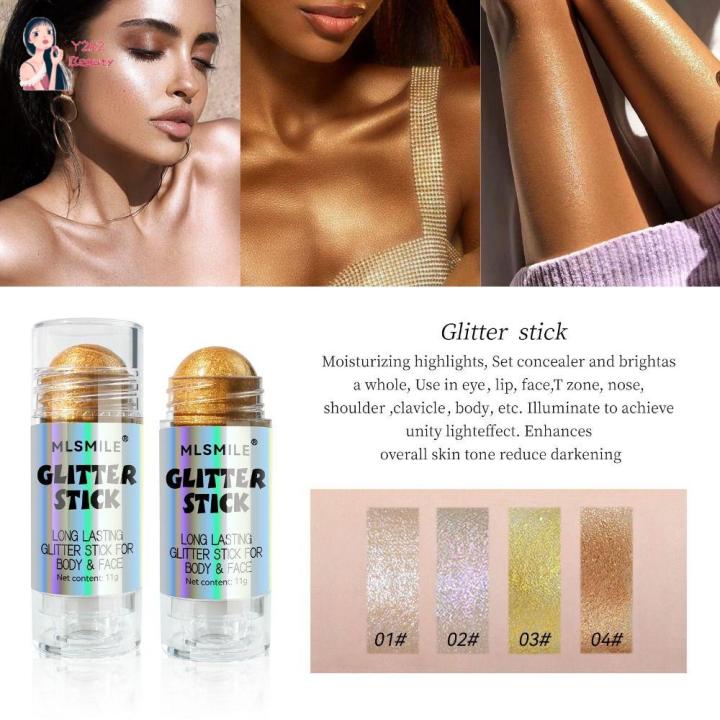 Y2K2 ติดทนนาน แท่งไฮไลท์ประกายมุก กลิตเตอร์ ชิมเมอร์ แท่งคอนทัวร์หน้า3D แบบพกพาได้ บรอนเซอร์ ...