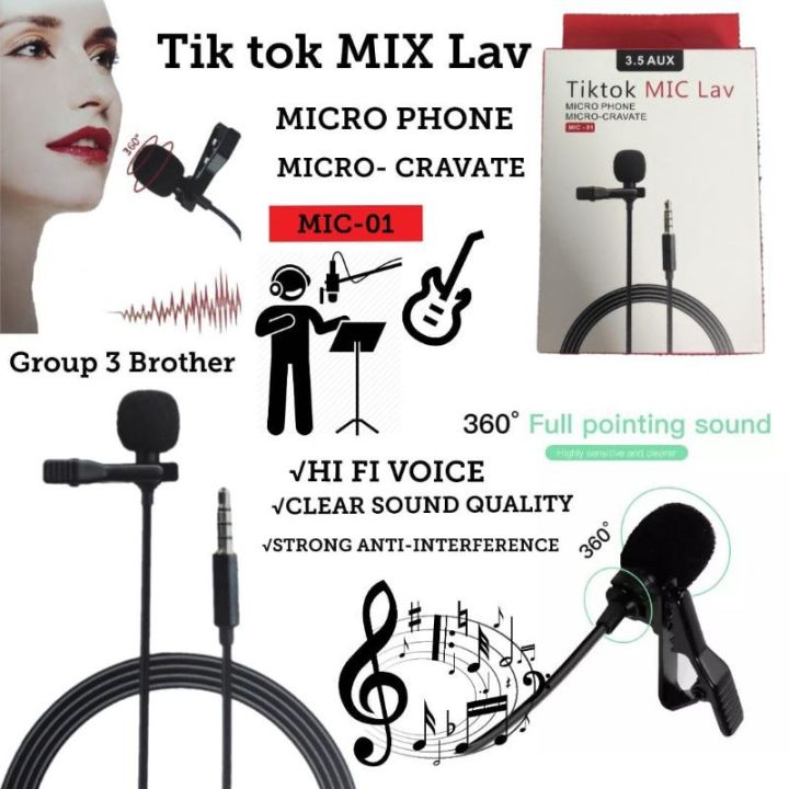 Hf Microphone With Clip On Tiktok Mic Lavalier Aux Jack 3.5mm | Lazada PH
