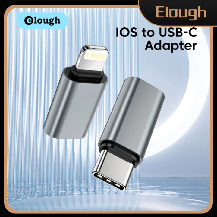 Elough OTG Adapter for IOS to USB-C PD27W Fast Charging Lightning ...