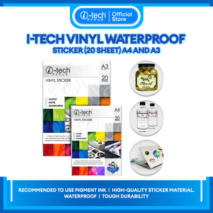 i-tech Vinyl Sticker Waterproof A4, A3 Size High Quality Material for Vivid Color - MATTE GLOSSY ...