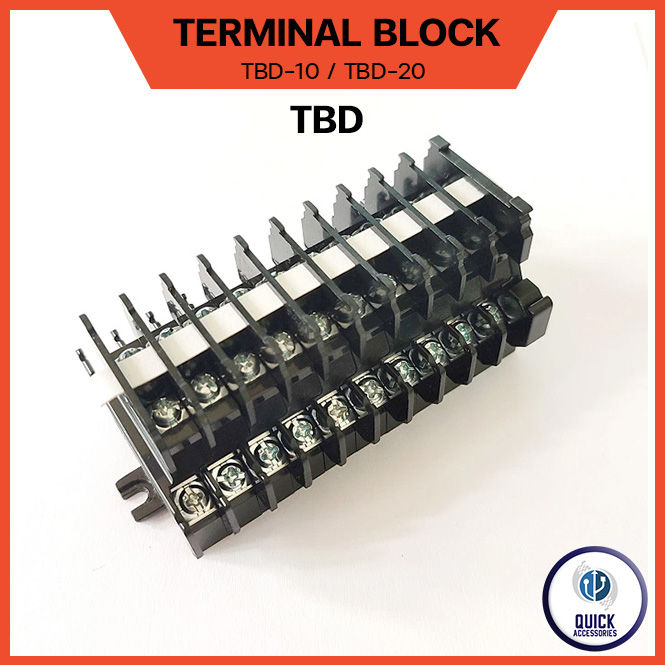 TBD 10 20 Terminal Block เทอร์มินอล 2ชั้น พร้อมฝาปิด ขนาด 10A 20A 600V ...