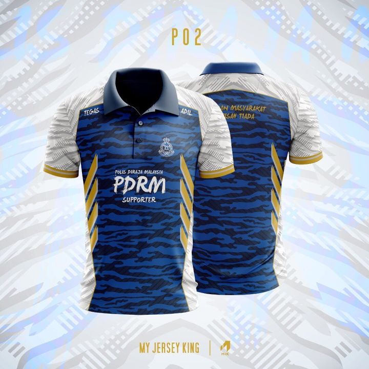 DIRJA MALAYSIA PDRM SUPPORTERS Blue Camo Design 3D Polo Shirt (Free ...