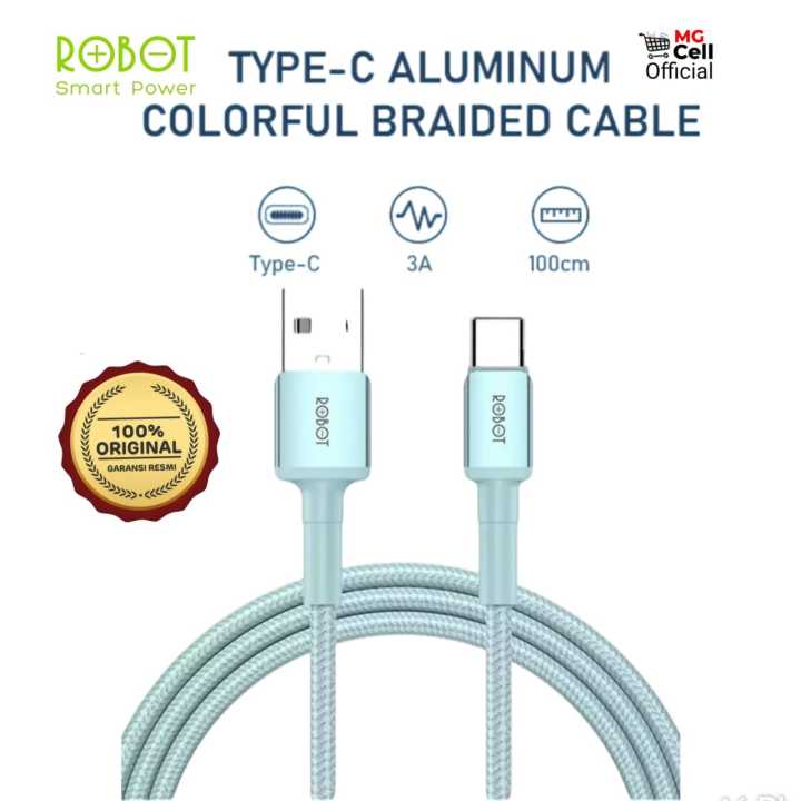 Kabel Data ROBOT RSC100 3A Type-C 100cm - Garansi Resmi 1 Tahun ...