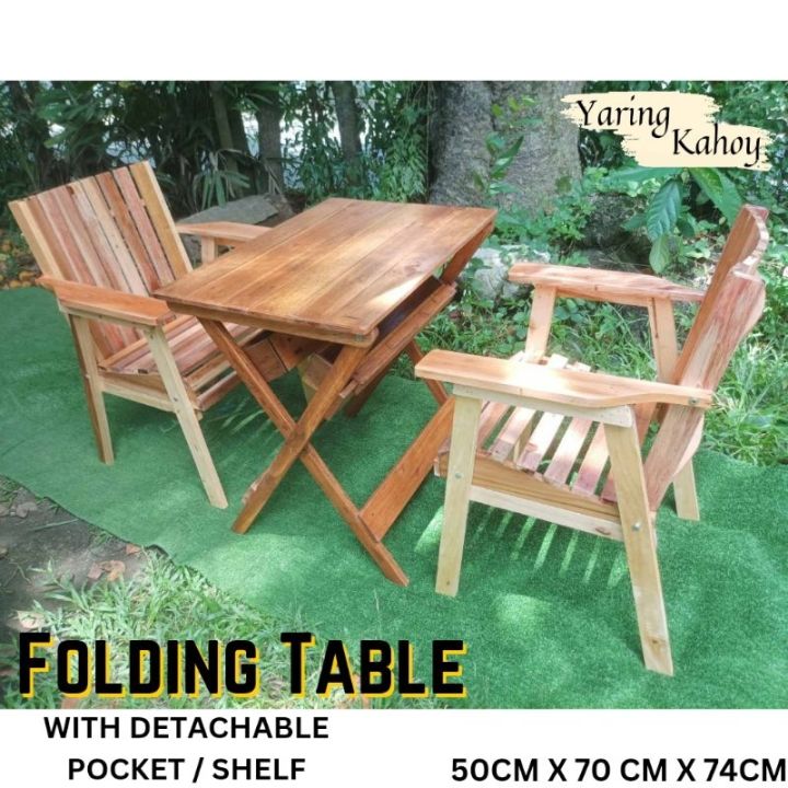WOODEN FOLDING TABLE (CAN BE ATTACHED A SEPARATE SHELF/BOX) | Lazada PH