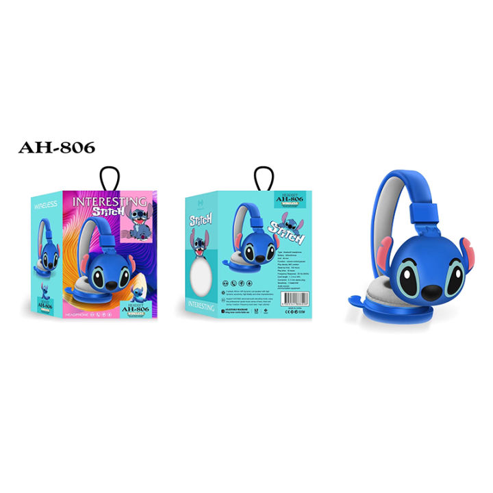 New Disney Stitch Wireless Bluetooth Headphones Ah-806 Stereo Mic ...