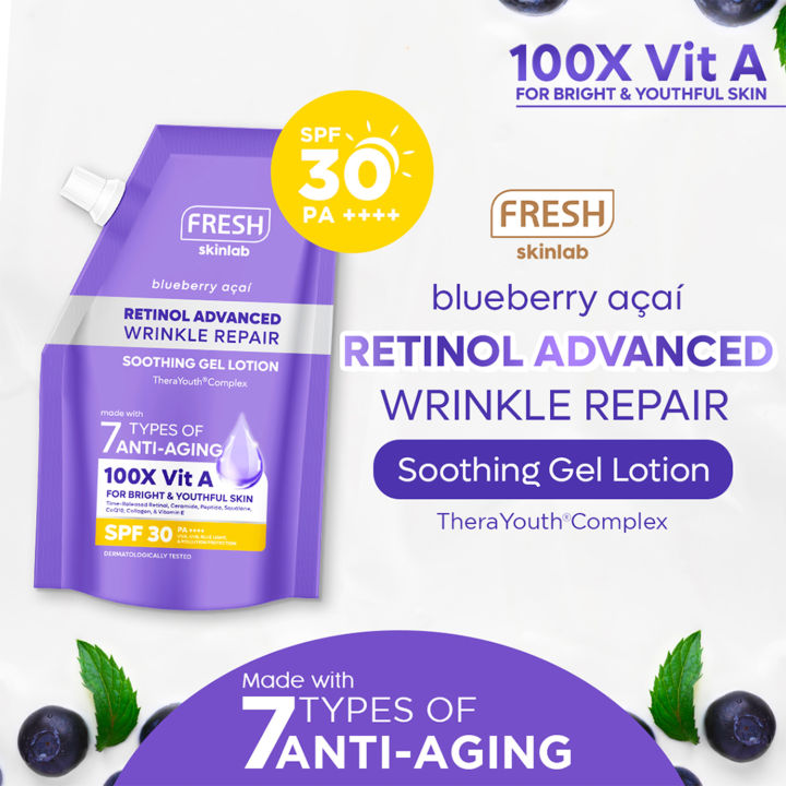 Fresh Skinlab Retinol Advanced Wrinkle Repair Soothing Gel Lotion SPF ...