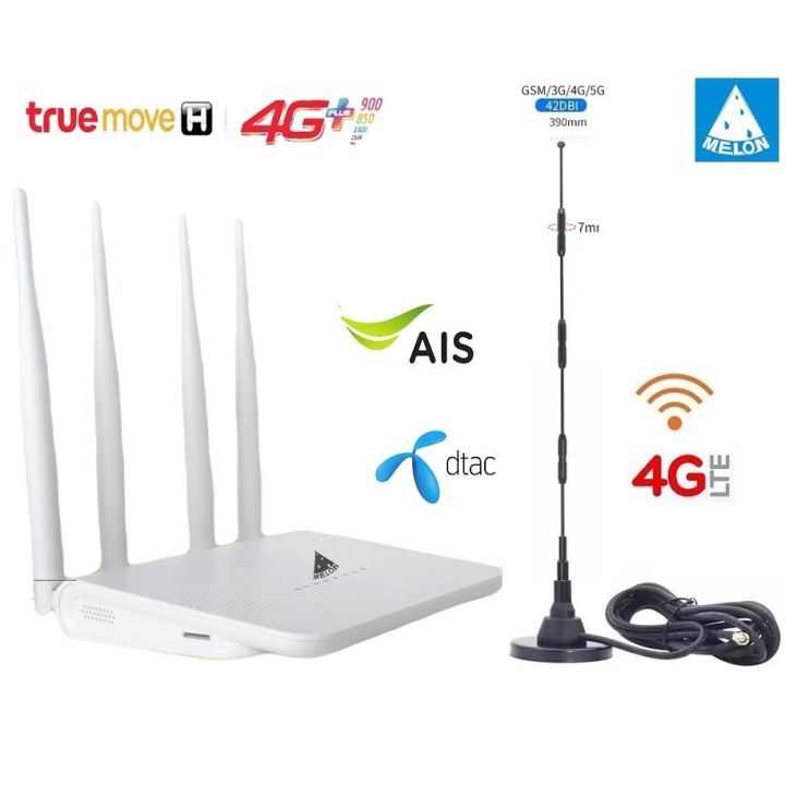 4G Wifi Router+เสาอากาศ 42dBi Omni Signal Booster สำหรับพื้นที่ห่างไกล ...