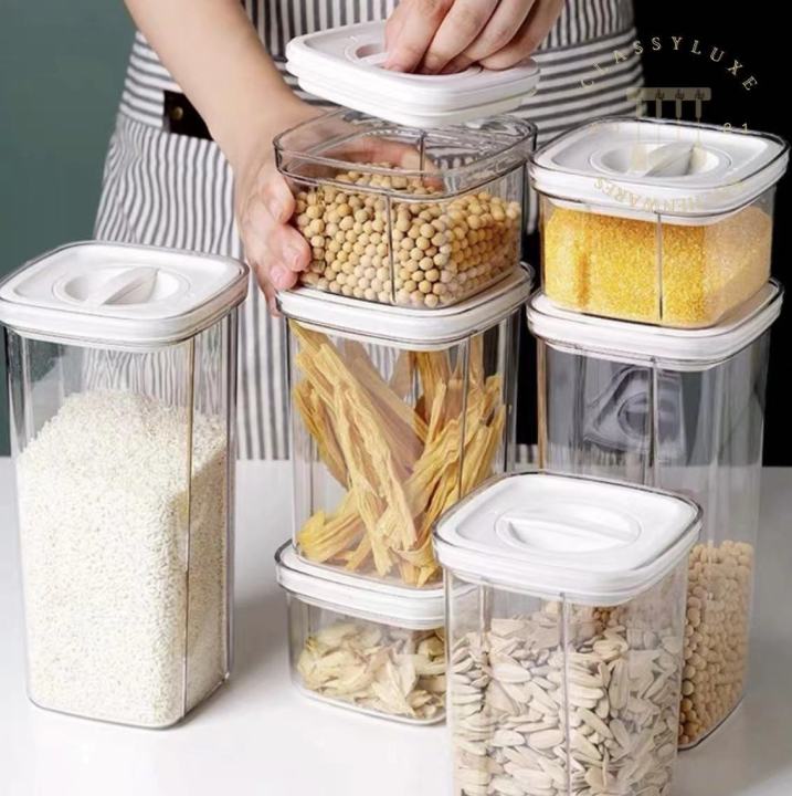 Classy Luxe Airtight Sealed Jar Transparent Plastic Household Kitchen ...