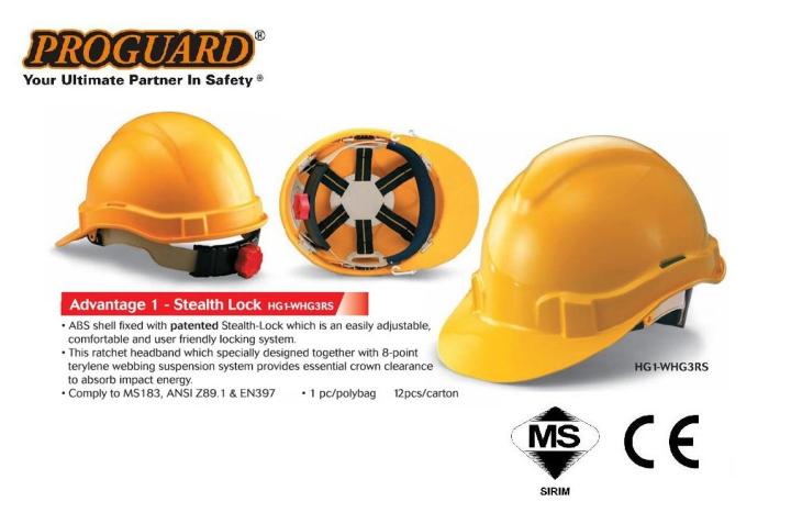 Proguard Advantage 1 - Stealth Lock Industrial Safety Helmet, Yellow ...