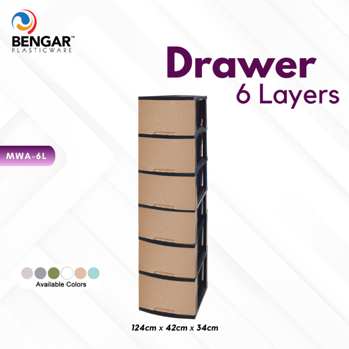 BENGAR PLASTICWARE 6Layer Rock Crack design collapsible plastic drawer ...