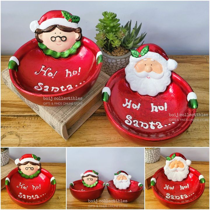 Mr. & Mrs. Claus Candy Dish Christmas Decor Resin Diameter: 6 inches ...