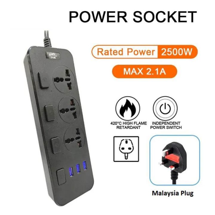 Universal Power Socket Extension Plug With Usb Ports Power Strip Surge Protector Adapter Soket