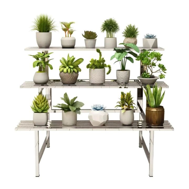 Stainless Steel Flower Rack Plant Rack Outdoor flower pot stand Rak ...