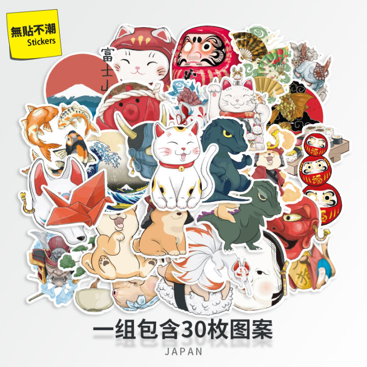 [stickers]Japanese Mascot Lucky Cat Computer Sticker Cartoon Suitcase ...