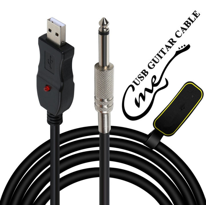 3m Guitar Bass 1/4'' 6.3mm Jack To USB Adapter USB Guitar Cable ...