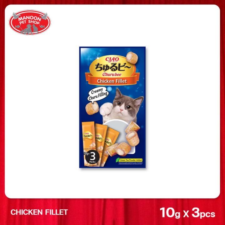 [MANOON] CIAO Churubi ขนมแมวชิ้นสอดไส้ครีมแมวเลีย สูตรไก่ ขนาด 10 กรัม ...