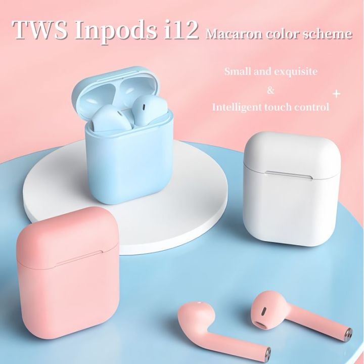 TWS หูฟังไร้สาย I12บลูทูธใส่หู Macaron 6สี | Lazada.co.th