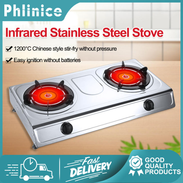 Phlinice Infrared stove table-top double-burner fierce stainless steel ...