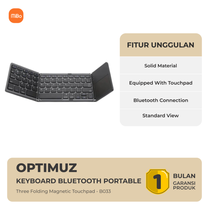 Optimuz Keyboard Bluetooth Portable Three Folding Magnetic Touchpad ...