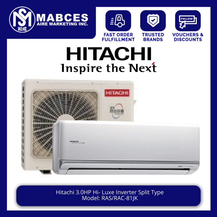 Hitachi 3.5HP Hi-Luxe Wall Mounted Split Type Full DC Inverter Aircon ...