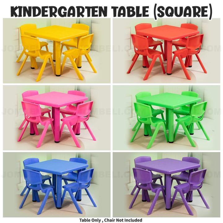 ⚘High Quality KINDERGARTEN TABLE-SQUARE Kids Table Steel Leg Study ...