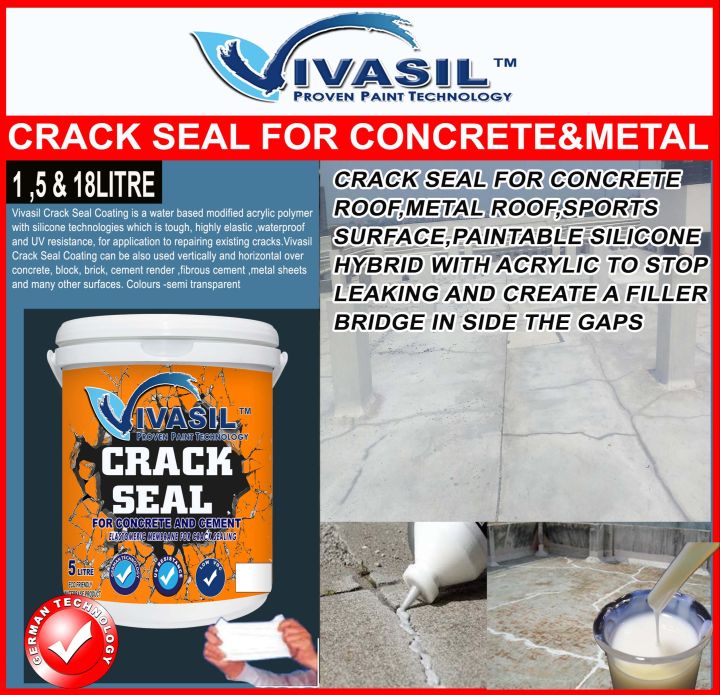 1,5, &18 LITRE VIVASIL CRACK SEALANT -ACRYLIC WATERPROOFING MEMBRANE ...