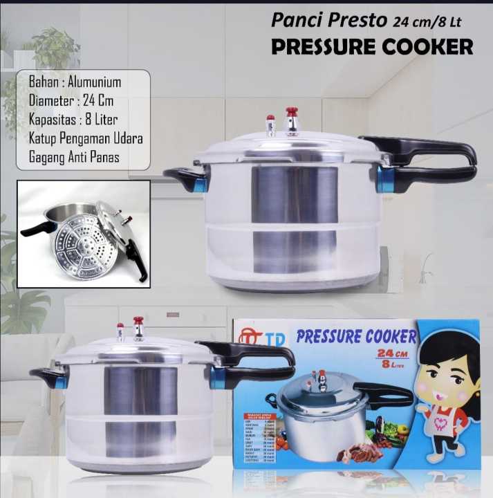 Panci Presto 8 Liter - Pressure Cooker +Steamer | Lazada Indonesia