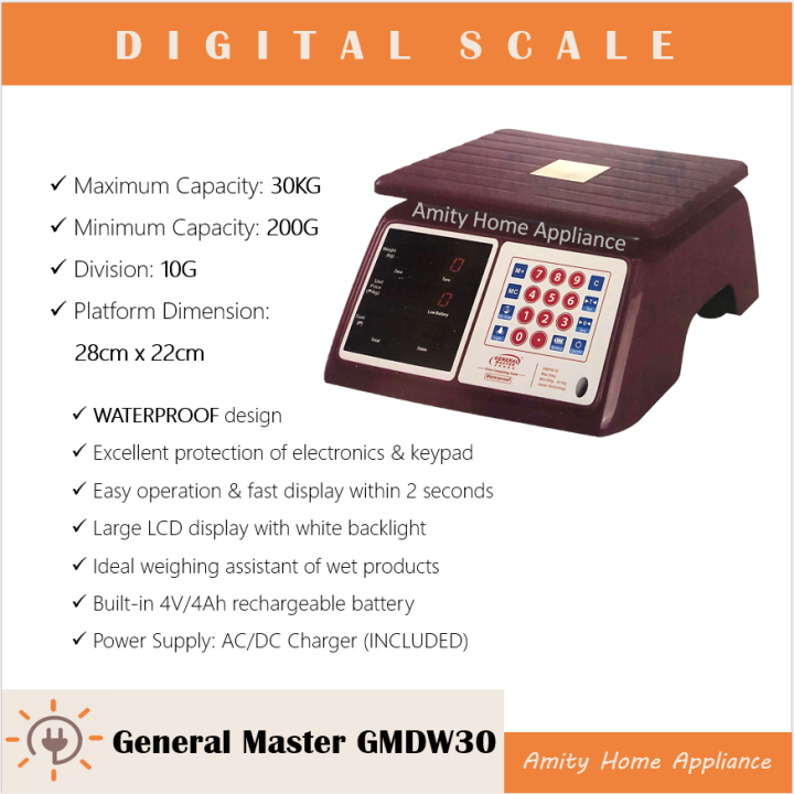 30KG Waterproof General Master Digital Weighing Scale GMDW30 | Lazada PH