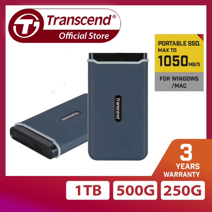 Transcend ESD370C USB 3.1 Gen2 Type-C Rugged Portable SSD | 250GB ...