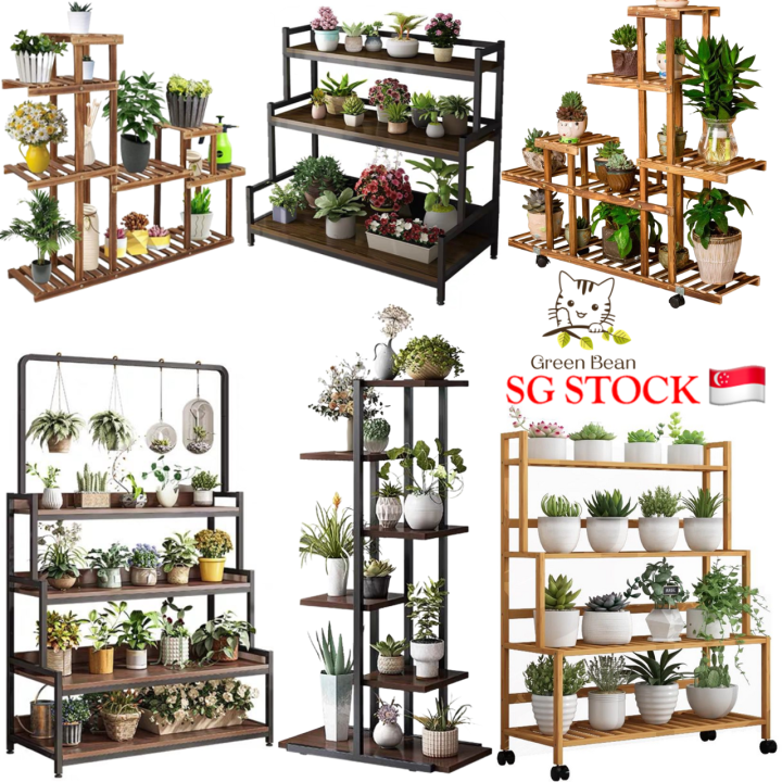 Plant Rack Plant Stand Wooden Plant Self Flower Rack For Indoor Outdoor ...