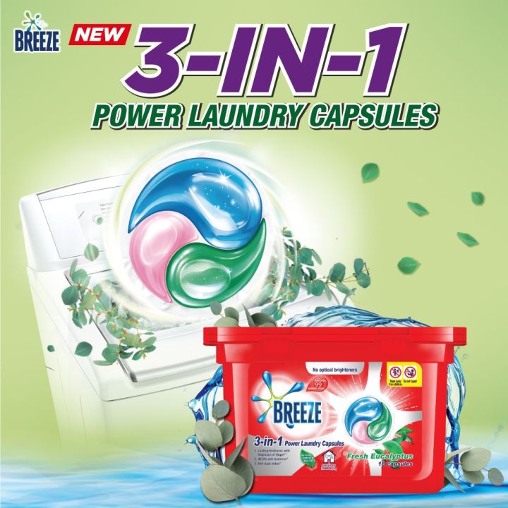 Breeze 3-in-1 Laundry Capsules – Fresh Eucalyptus (18's) | Lazada