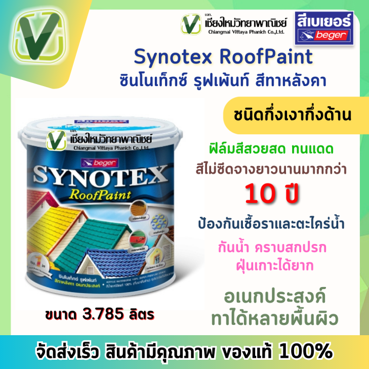 (ถูกสุด ส่งไว) เบเยอร์ สีทาหลังคาบ้าน Synotex Roofpaint อเนกประสงค์ทา ...