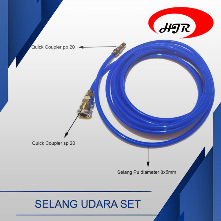 Selang Angin 5 Meter PU Hose Plus Sambungan selang Coupler | Lazada ...