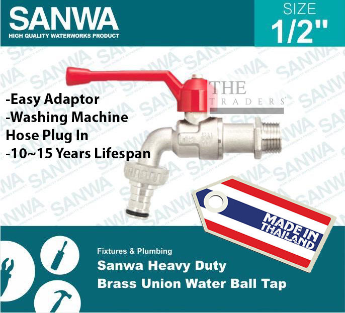 Thailand 🇹🇭 SANWA 15MM 1/2" HEAVY DUTY BALL TAP MINI BALL VALVES, ANGLE BALL VALVE Kepala Pancur ...