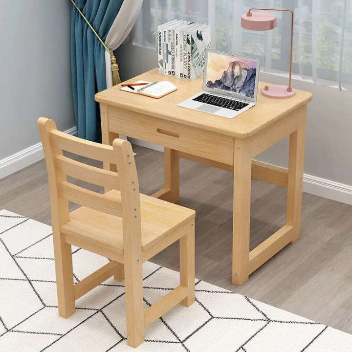 Study Table New Solid Wood Student Desk Home Study Room Arc With Drawer ...